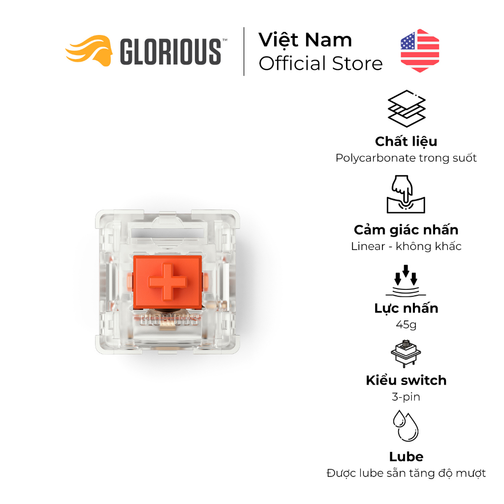 Switch cơ Glorious Fox Linear - 120 switch lube sẵn limited - Hàng ...