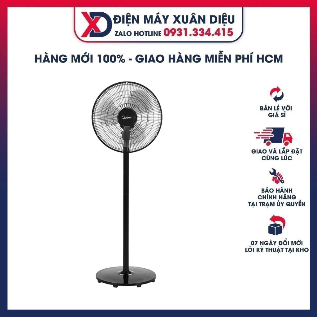 Quạt đứng Midea FS40-18CB Loại motor Bạc thau, Điều chỉnh được chiều cao, công suất hoạt động ...
