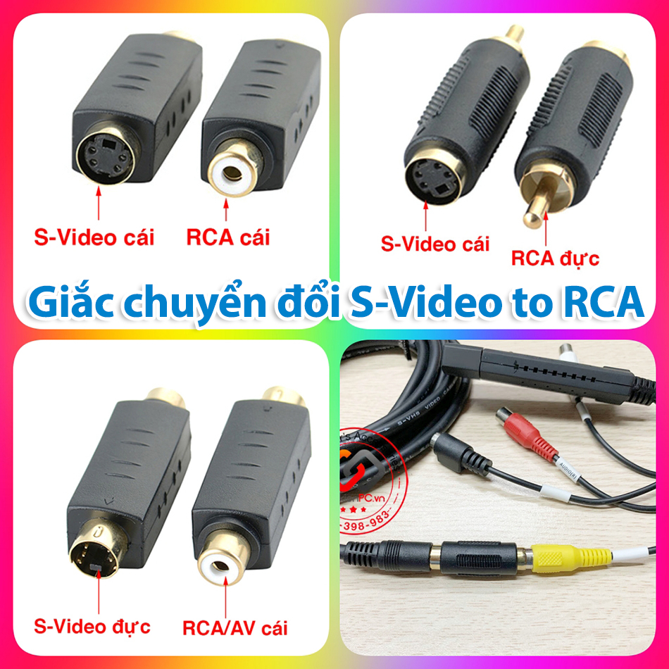 Đầu giắc chuyển đổi S-Video sang AV RCA đực-cái cho máy siêu âm nội soi ...
