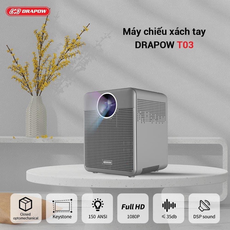 Máy Chiếu Mini FullHD Drapow T03, 450Lumen, Andori 9 Full Tiếng Việt ...