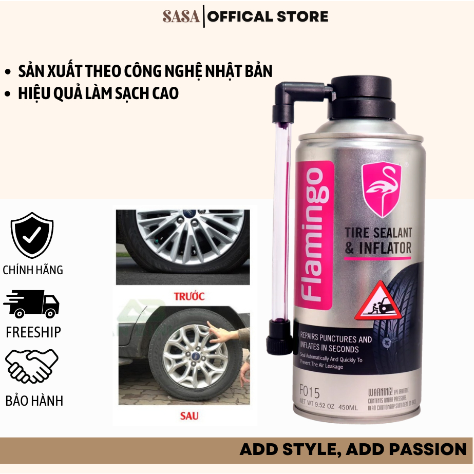 Flamingo - Chai vá lôp, bơm lốp khẩn cấp, tự động cho ô tô, xe máy, xe ...