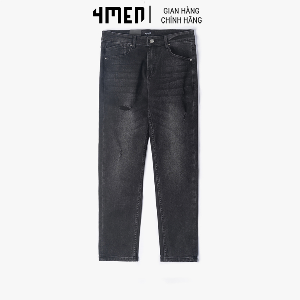 Quần Jeans Nam Trơn Slimfit Black Smoke 4men Qj066 Form đứng Tôn Dáng Vải Demin Mềm Mại Co