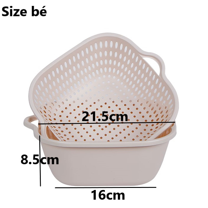 Bộ 6 thau rổ 2 lớp vuông nhựa VIỆT NHẬT - Rửa rau củ quả, trộn thực ...