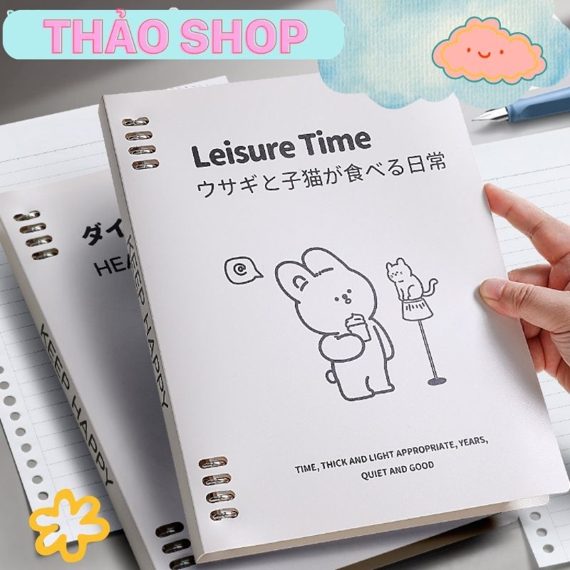 Sổ còng A5, B4 binder còng gấu trắng đơn giản 8 còng dùng để ghi chép ...