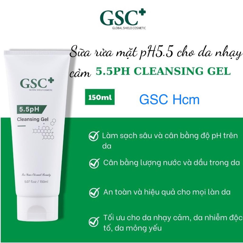 Sữa rửa mặt gel GSC hàn quốc 150ml 5.5PH giảm mụn cho da dầu mụn, da ...
