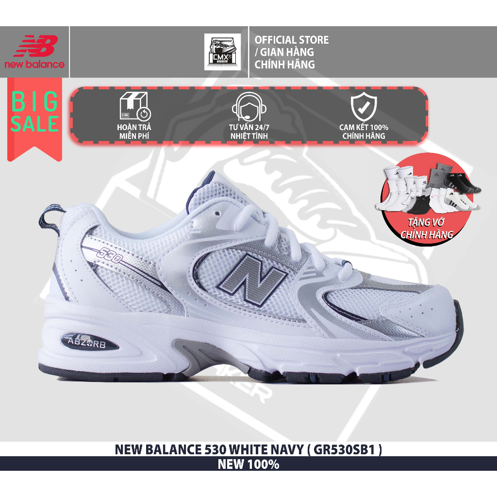 [ HÀNG CHÍNH HÃNG ] Giày New Balance 530 WHITE NAVY ( GR530SB1) - REAL ...