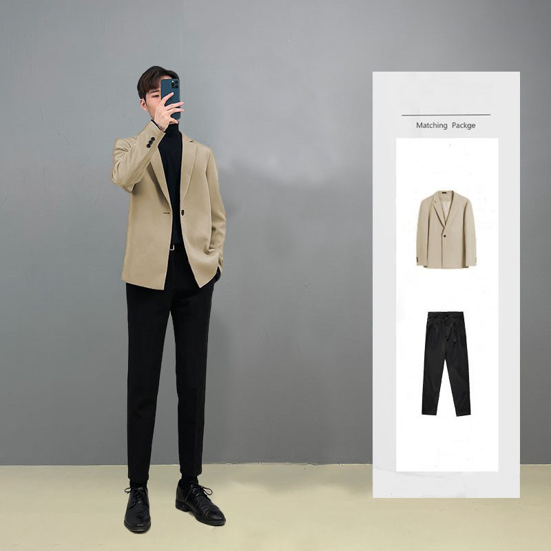 [Hot] Áo khoác blazer nam form rộng hàn quốc màu đen , áo vest nam thời ...
