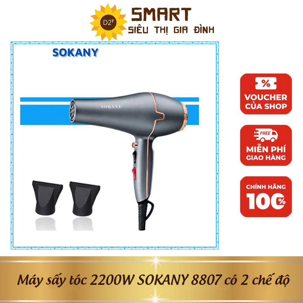 Máy sấy tóc 2200W SOKANY 8807 có 2 chế độ Nóng - Lạnh tặng kèm đầu tạo kiểu | Shopee Việt Nam