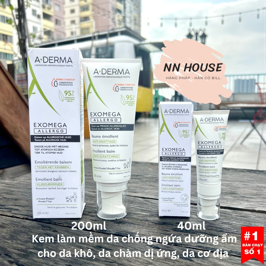 Kem dưỡng ẩm da mặt, body Aderma Exomega Allergo cho da khô, chàm dị ...