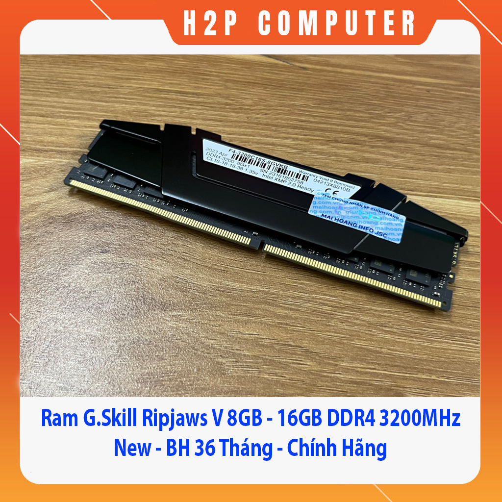 Bộ nhớ trong Ram Gskill Ripjaw V 8G/16G Bus 3200 Tản thép Đen New - Chính hãng - BH 36 Tháng ...