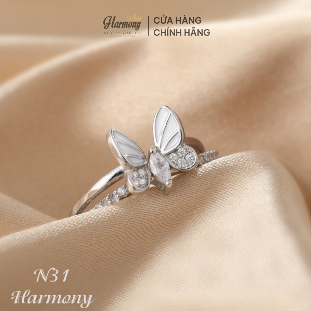 Set nhẫn ghép bạc nữ hồ điệp hình cánh bướm sang chảnh, cá tính, độc ...