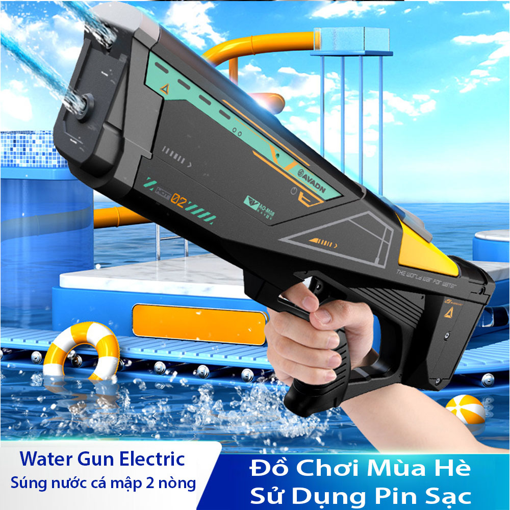 WaterGun Electric Súng Nước Điện 2 Nòng Bắn Tự Động, Tầm Xa Tối Đa 10m ...
