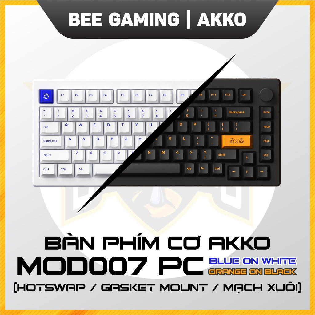 Bàn phím cơ AKKO MOD007 PC Blue on White (Hotswap / Gasket Mount ...