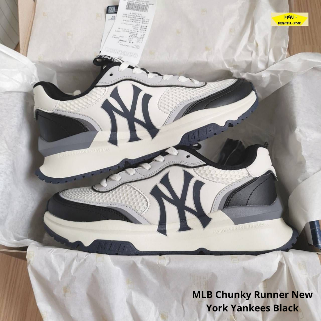 Giày MLB Chunky Runner New York Yankees Black, Sneaker MLB Liner Mid ...