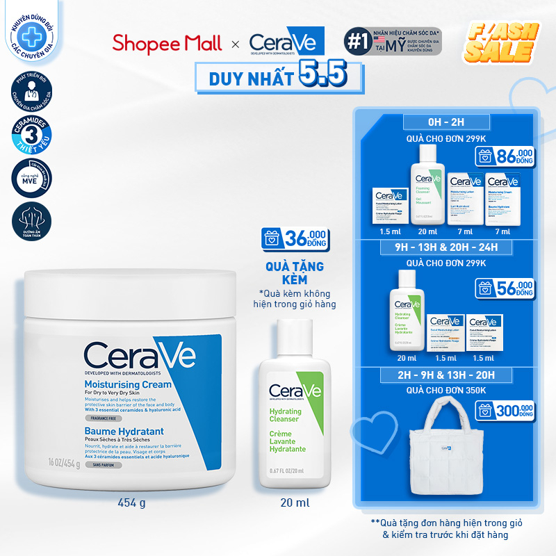 [SHOPEE OUTLET] Bộ sản phẩm CeraVe kem dưỡng ẩm 454g và Sữa rửa mặt ...