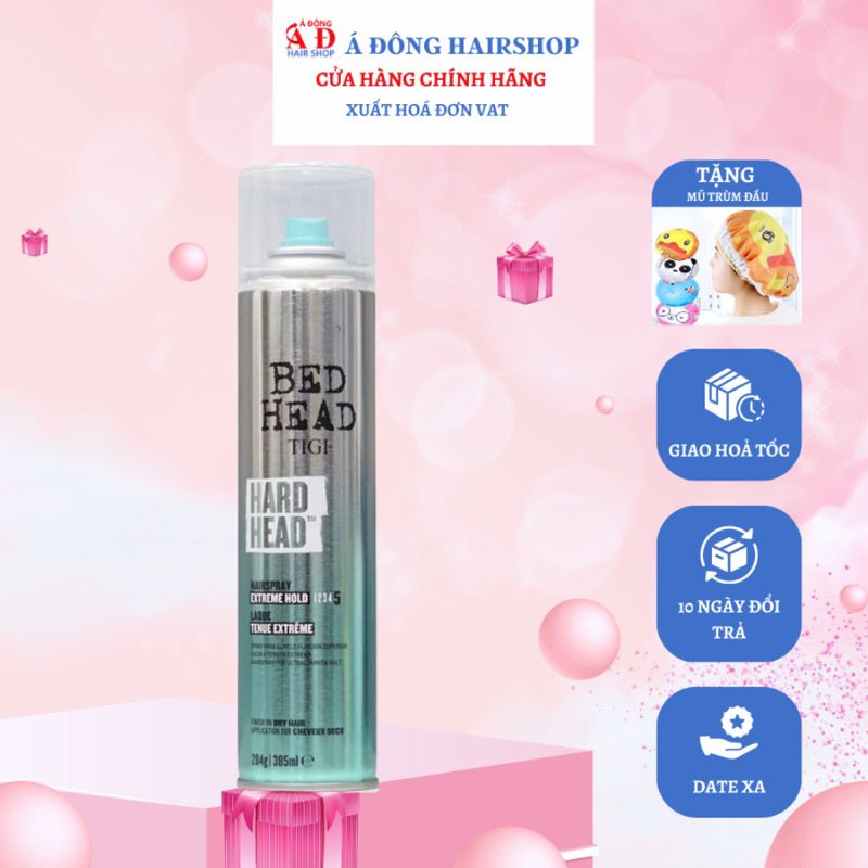 [+Tặng mũ trùm] Gôm xịt giữ nếp tóc siêu cứng siêu bền TIGI BedHead Hard Head Hard Hold Hair ...