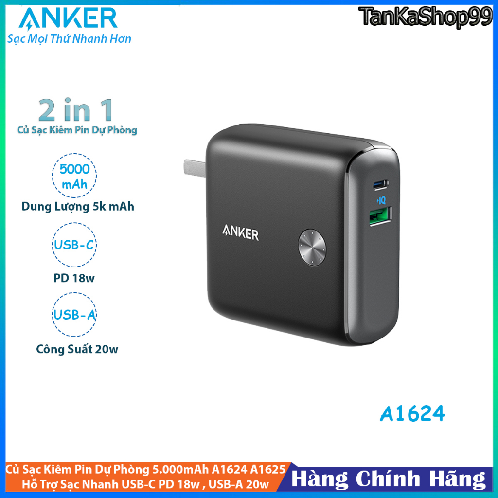 Củ Sạc Kiêm Pin Dự Phòng Anker Fusion III A1624 A1625 5000mAh Sạc Nhanh PD Cho lP8-lP14 | Shopee ...
