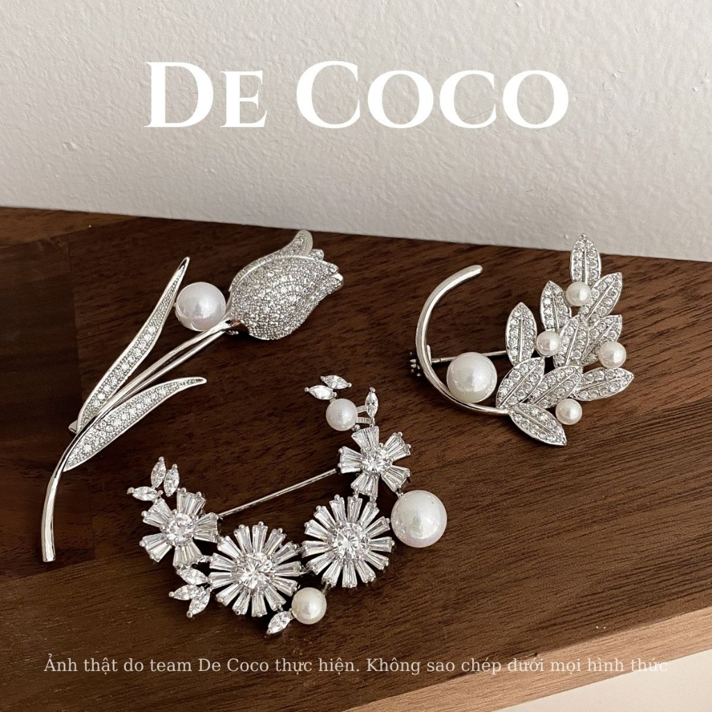 Ghim cài áo nữ De Coco Charmy cao cấp đính đá nhiều hình (kèm Túi giấy ...