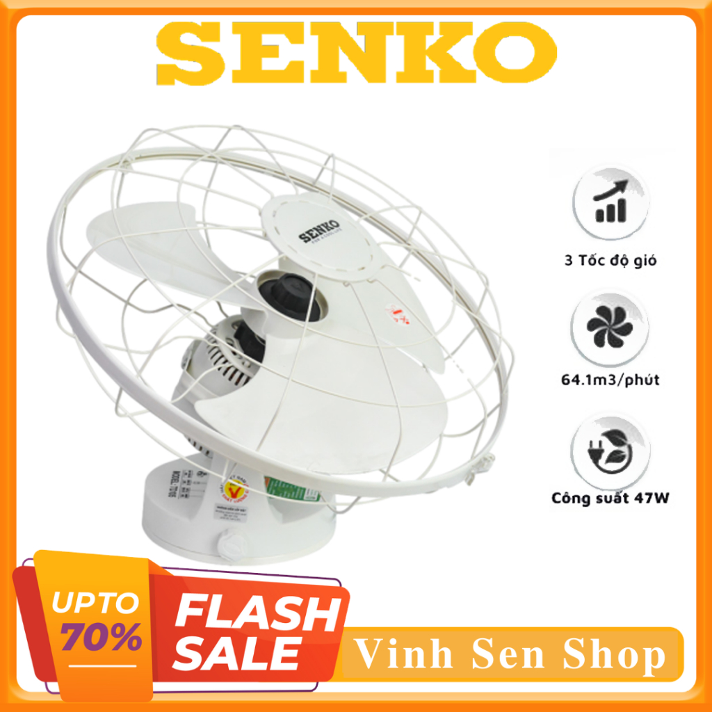 Quạt trần Senko TD105, quạt gắn trần xoay 360 độ lực gió siêu mát lạnh ...