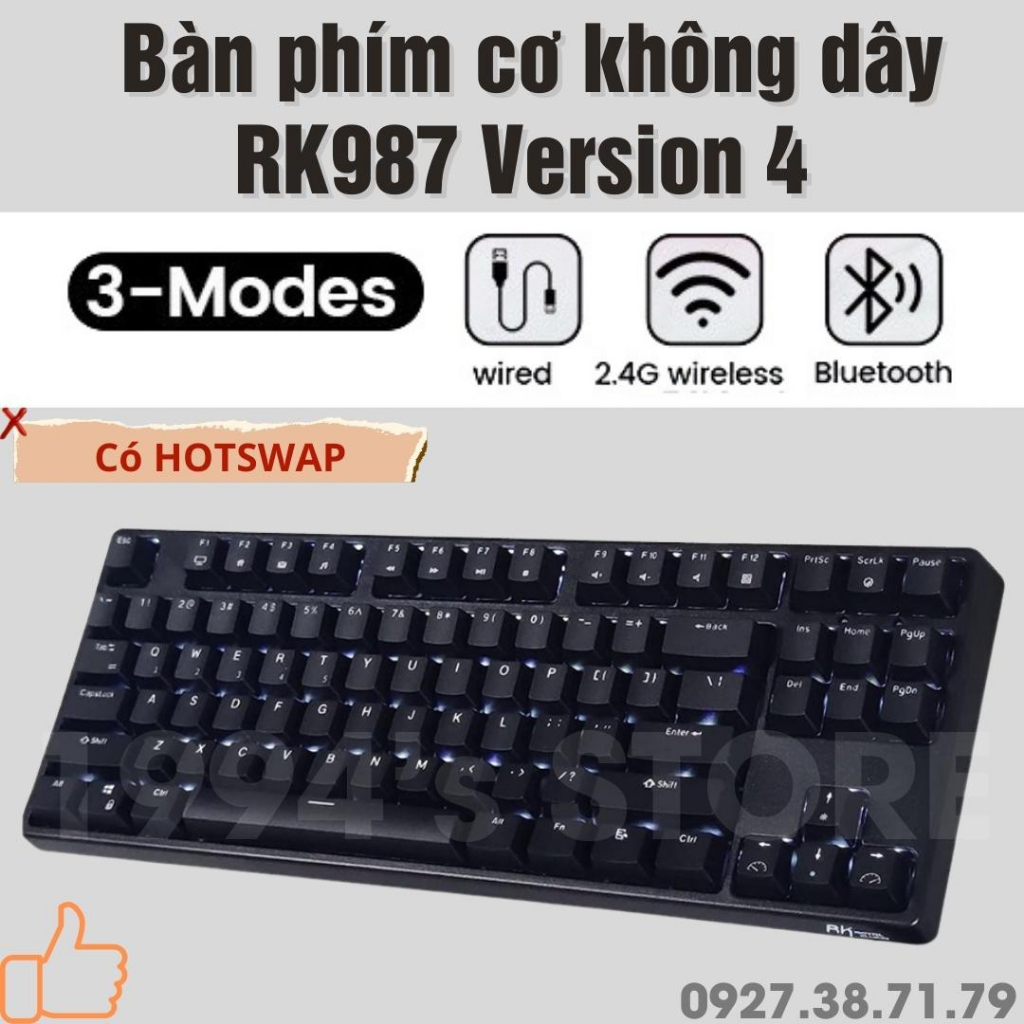 [RK87 Led RGB - HOTSWAP] Bàn Phím Cơ Không Dây TKL RK987 Version 4 - 3 ...