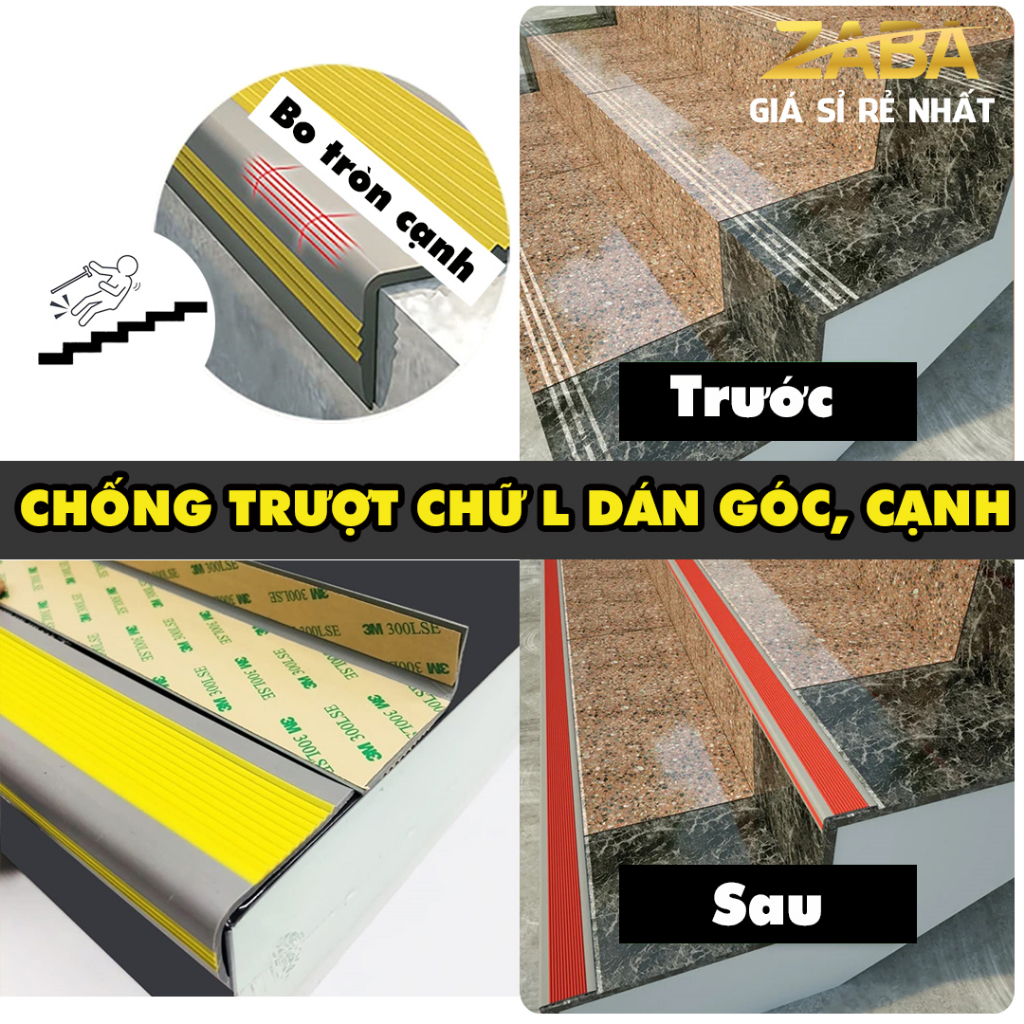 Miếng Dán Chống Trượt Bậc Cầu Thang Chữ L, Dán Viền Bịt Cạnh Góc Bậc ...