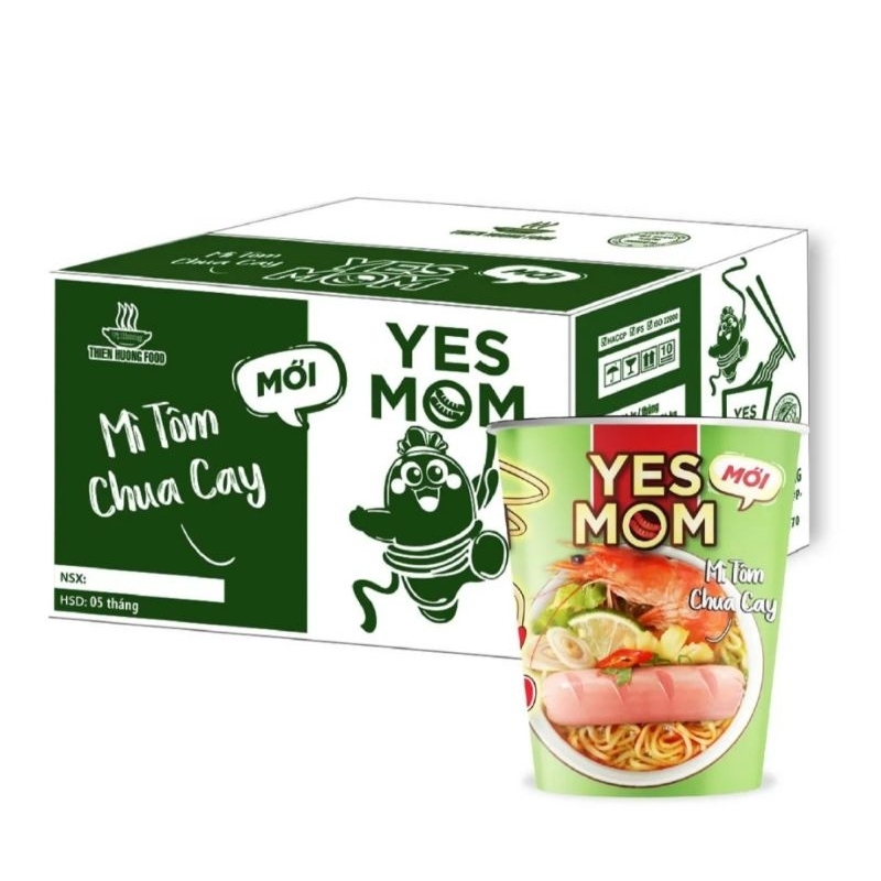thùng 24 ly mì tôm chua cay yesmom có cây xúc xích bên trong | Shopee Việt Nam