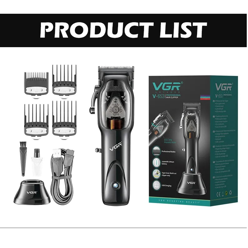 Tông Đơ Cắt Tóc VGR 653 V-653 Động Cơ Từ Tính Professional Hair Clipper Hair Trimmer Cordless ...