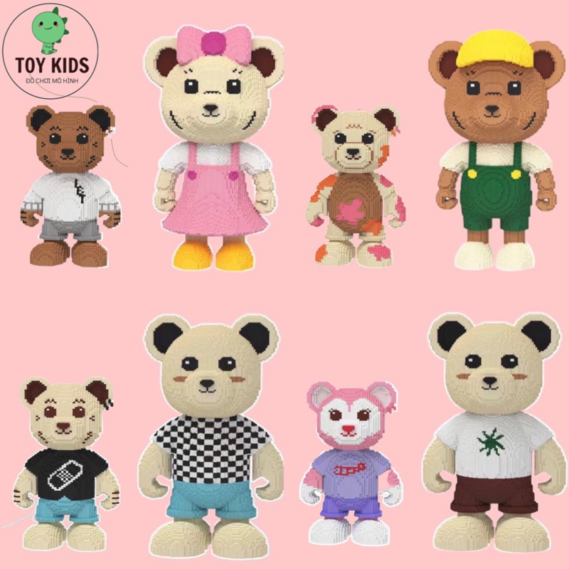 [CÓ SẴN] Mô hình lắp ráp gia đình gấu TEDDY- BEAR BRICK -Đồ chơi xếp ...