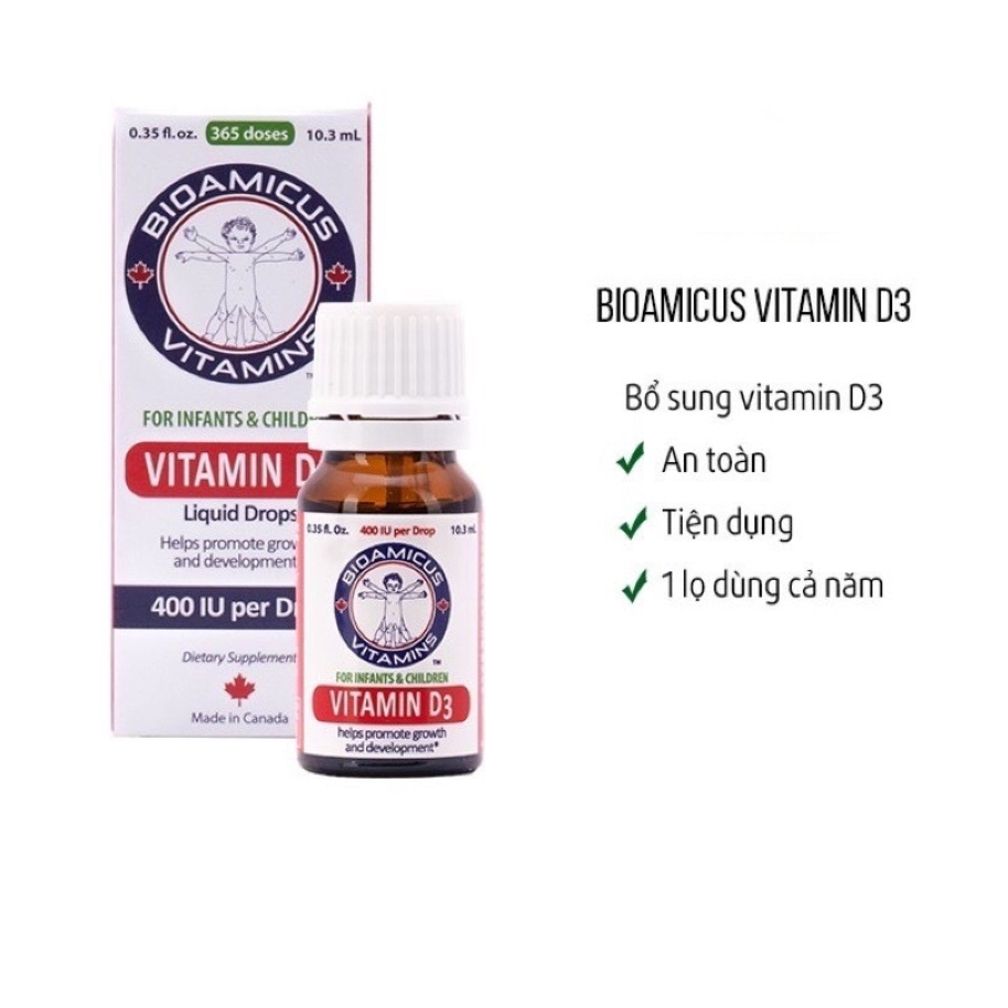 Bioamicus Vitamin D3 400IU/giọt 10 ml nhập khẩu nguyên hộp từ Canada ...