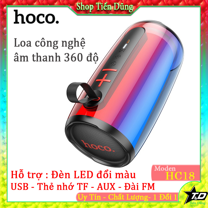 Loa bluetooth Hoco HC18 trong suốt đèn LED đổi màu âm thanh 360 độ, Hỗ trợ USB, đài FM, thẻ nhớ ...