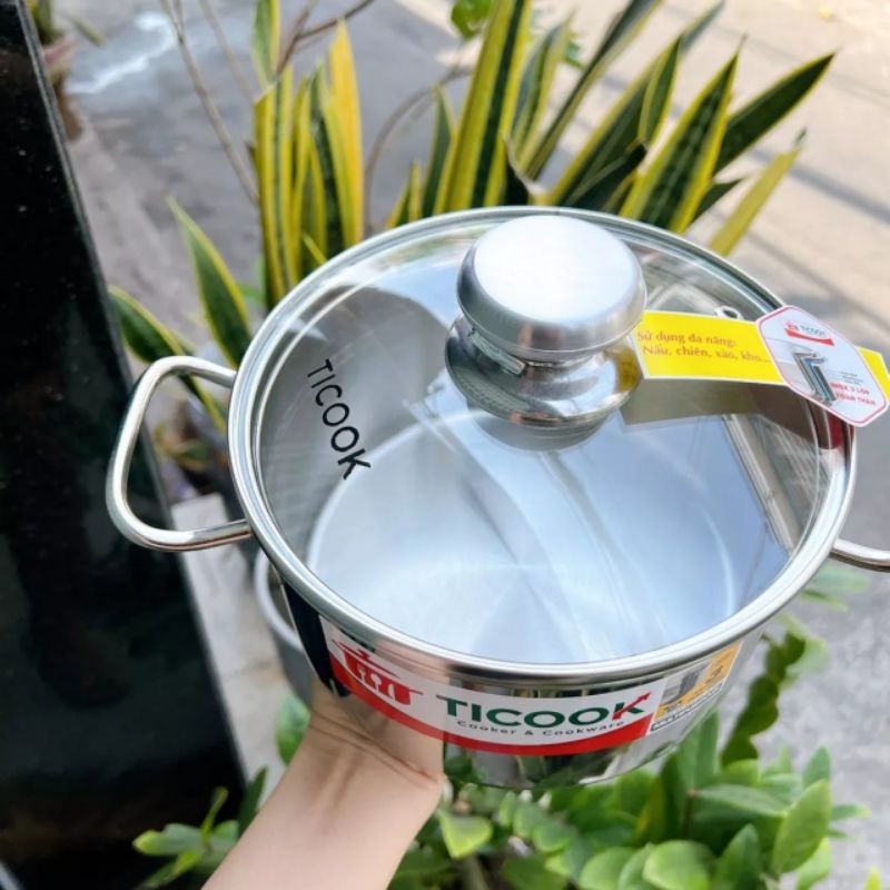Nồi inox 304 3 lớp nắp kính đáy từ TiCook - nồi inox 304 - Nồi ...