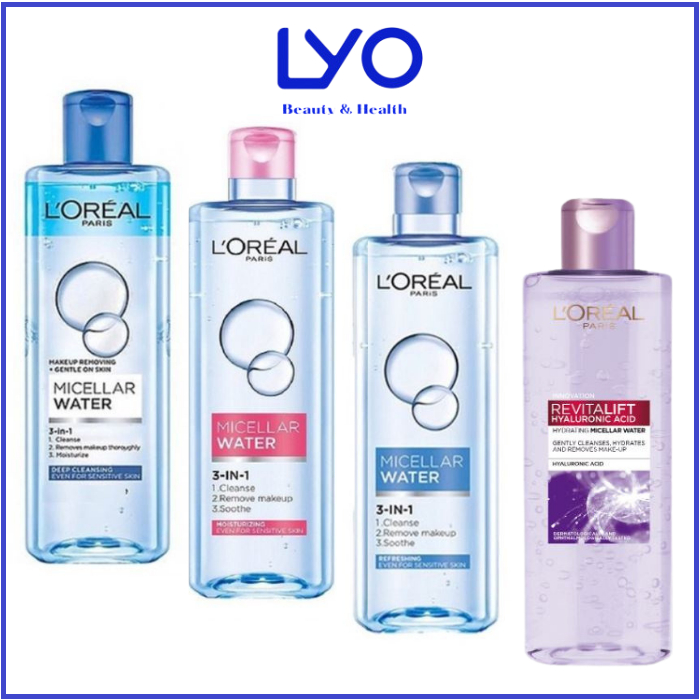 Nước tẩy trang Loreal L'Oreal Paris 3 in 1 Micellar Water 400ml hồng / xanh sạch sâu / tươi mát ...