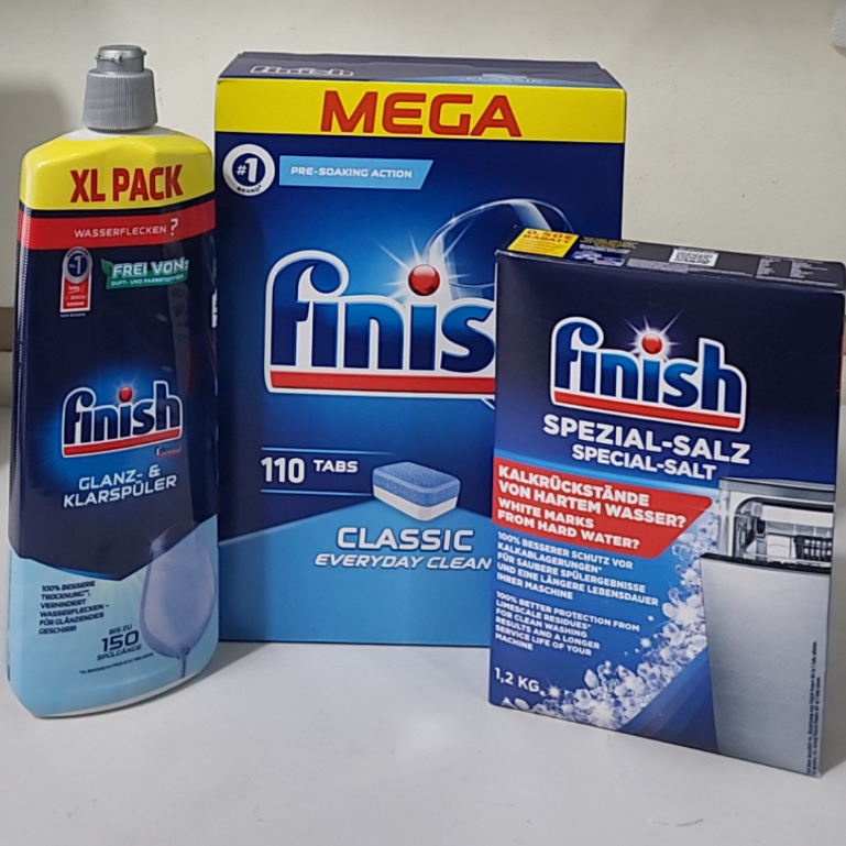 Combo Viên rửa bát Finish 90 Viên + Muối Finish 1.2kg + Nước làm bóng ...