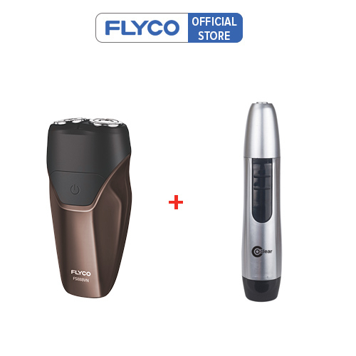 Combo Máy Cạo Râu Flyco 2 Lưỡi Kép Kháng Nước Sạc Nhanh 1 Giờ FS888VN & Máy Tỉa Lông Mũi WL2604 ...