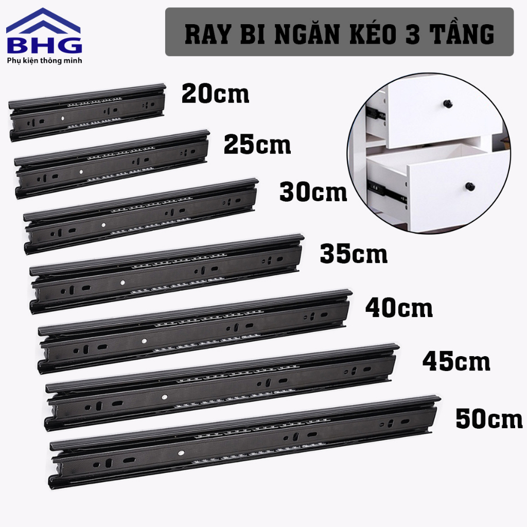 ( Chính hãng )Ray Ngăn Kéo 40cm-50cm, Thanh Ray Tủ Bếp, Tủ Quần Áo 3 ...