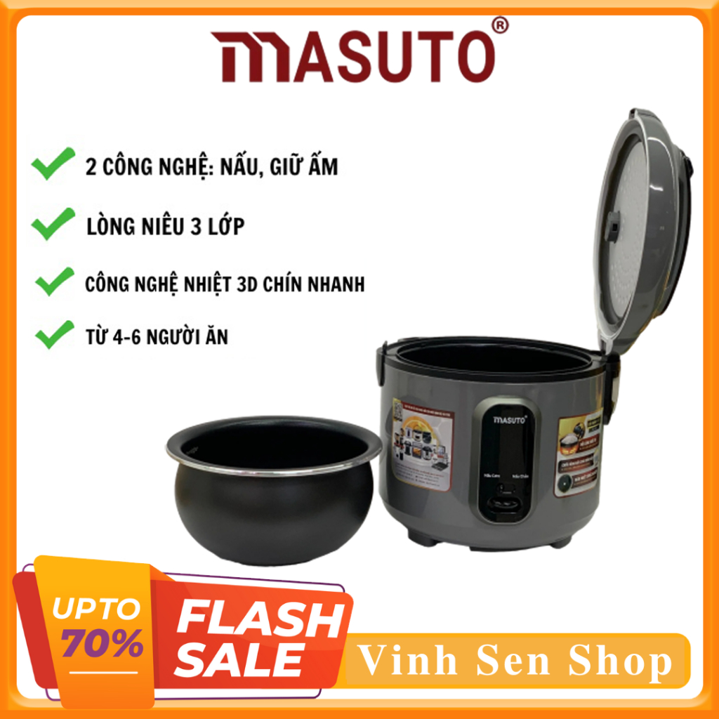 Nồi cơm điện tử lòng niêu Masuto RC1200/1800, công nghệ nhiệt 3D giúp ...
