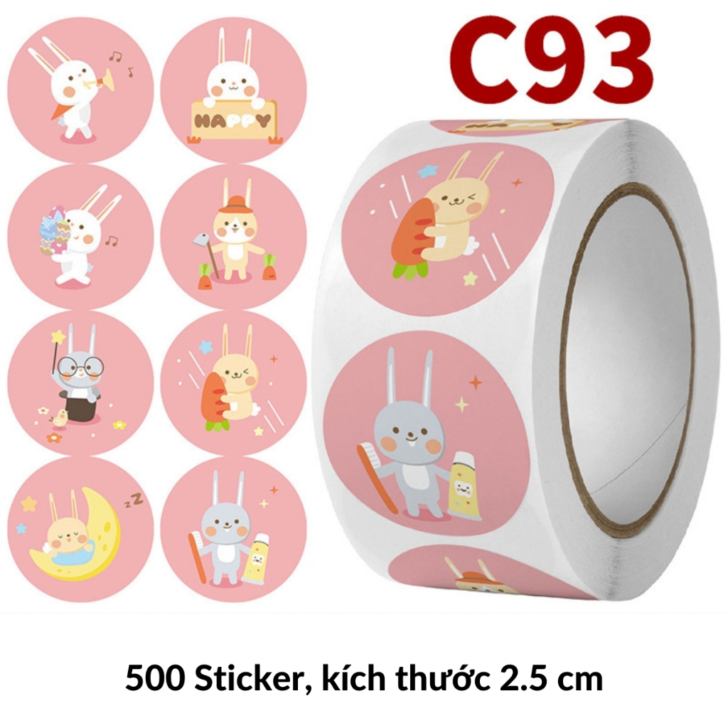 Cuộn 500 Sticker Hình Dán Kích Thước 2.5 cm, Hình Dán Trang Trí Sổ Tay ...