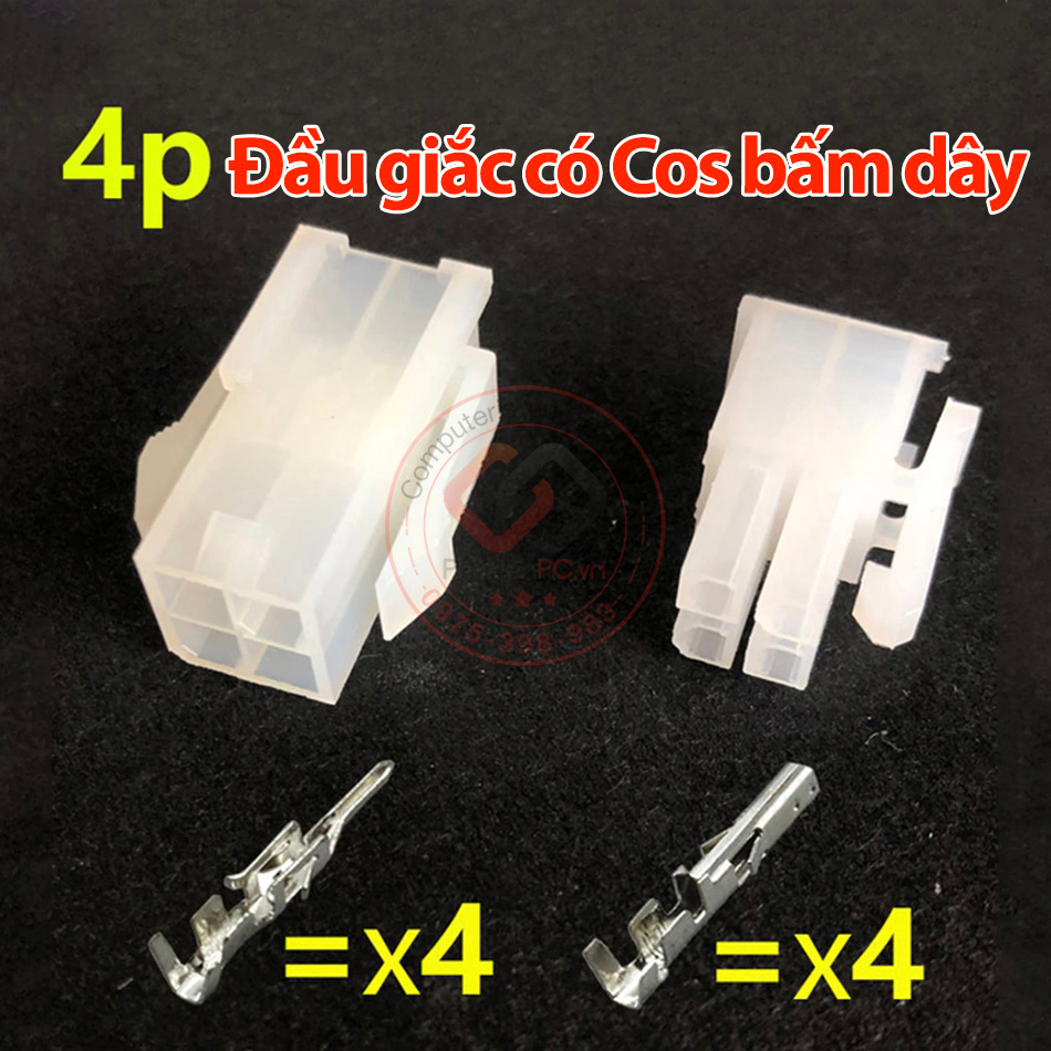 Đầu nối 4Pin Đực Cái có Cos bấm dây. Tạo cáp nguồn nối dài Đực - Cái ...