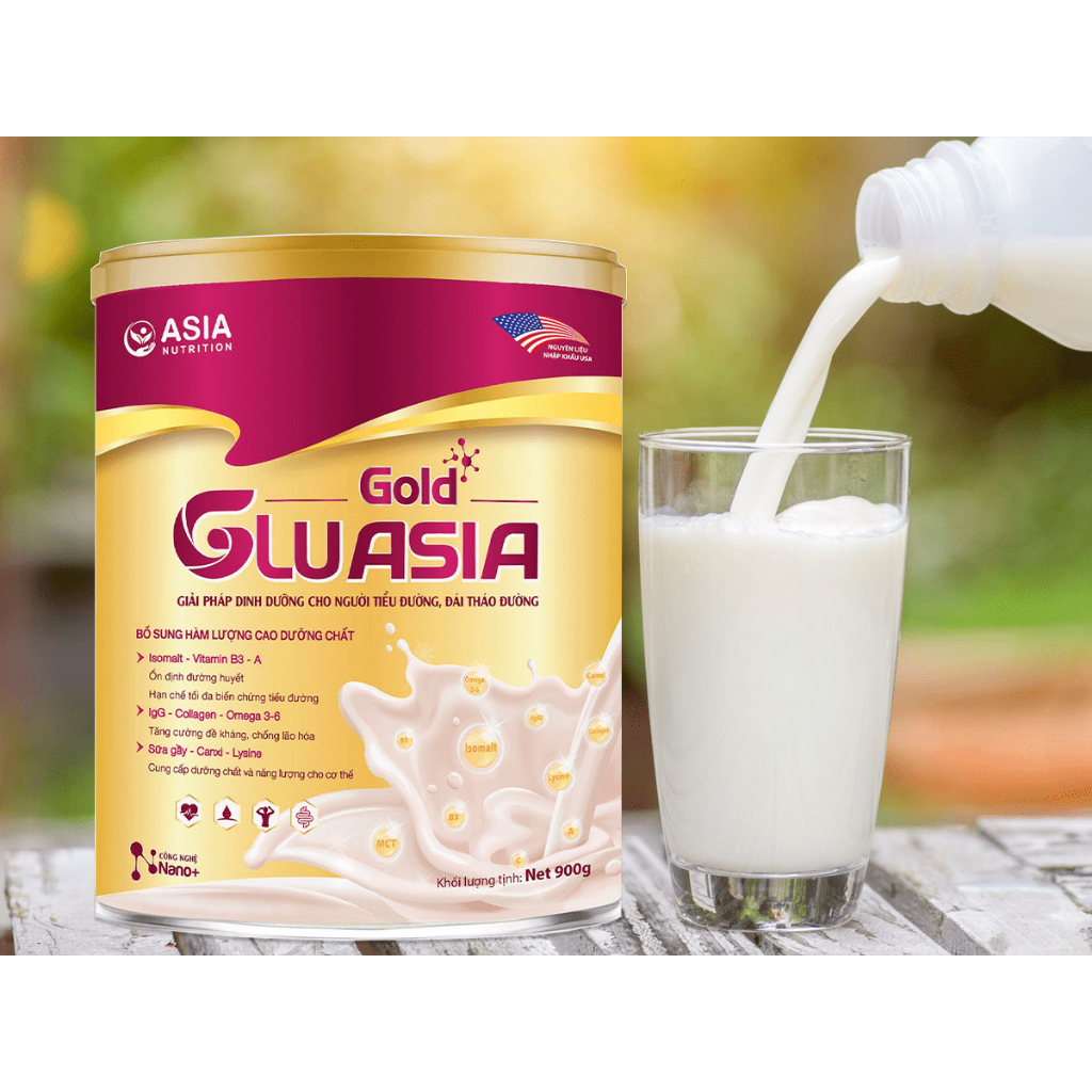 Sữa bột tiểu đường Glu Asia Gold 900g chín hãng cao cấp ASIA NUTRITION ...