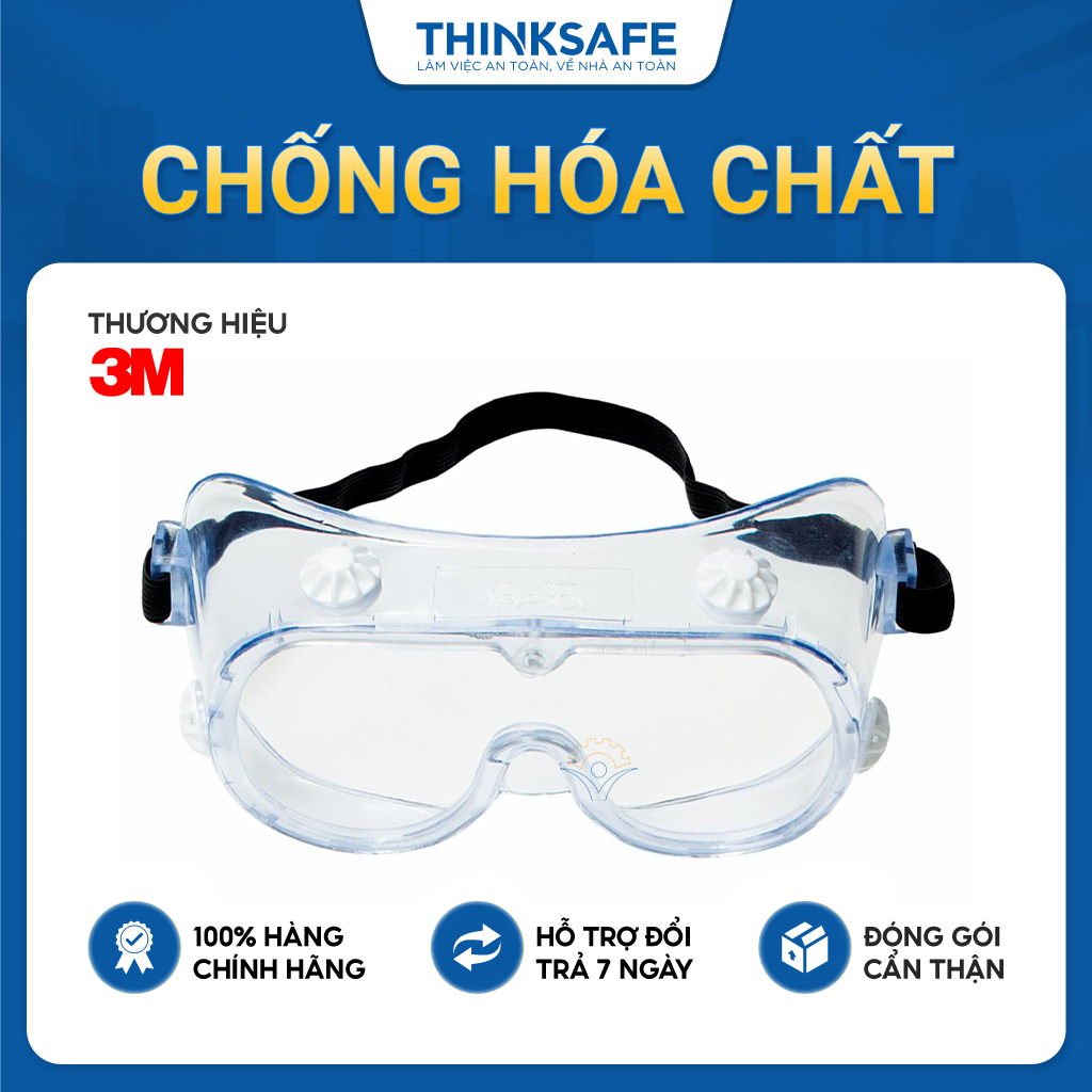 Kính bảo hộ chống hóa chất 3M mắt kính trắng chống bụi, chống tia UV ...