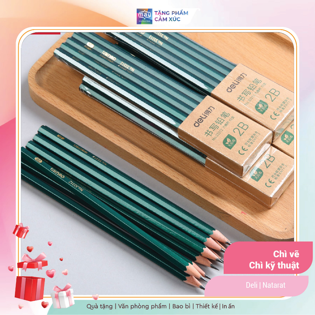 Bút chì Deli HB/2B hộp 10 chiếc | Shopee Việt Nam