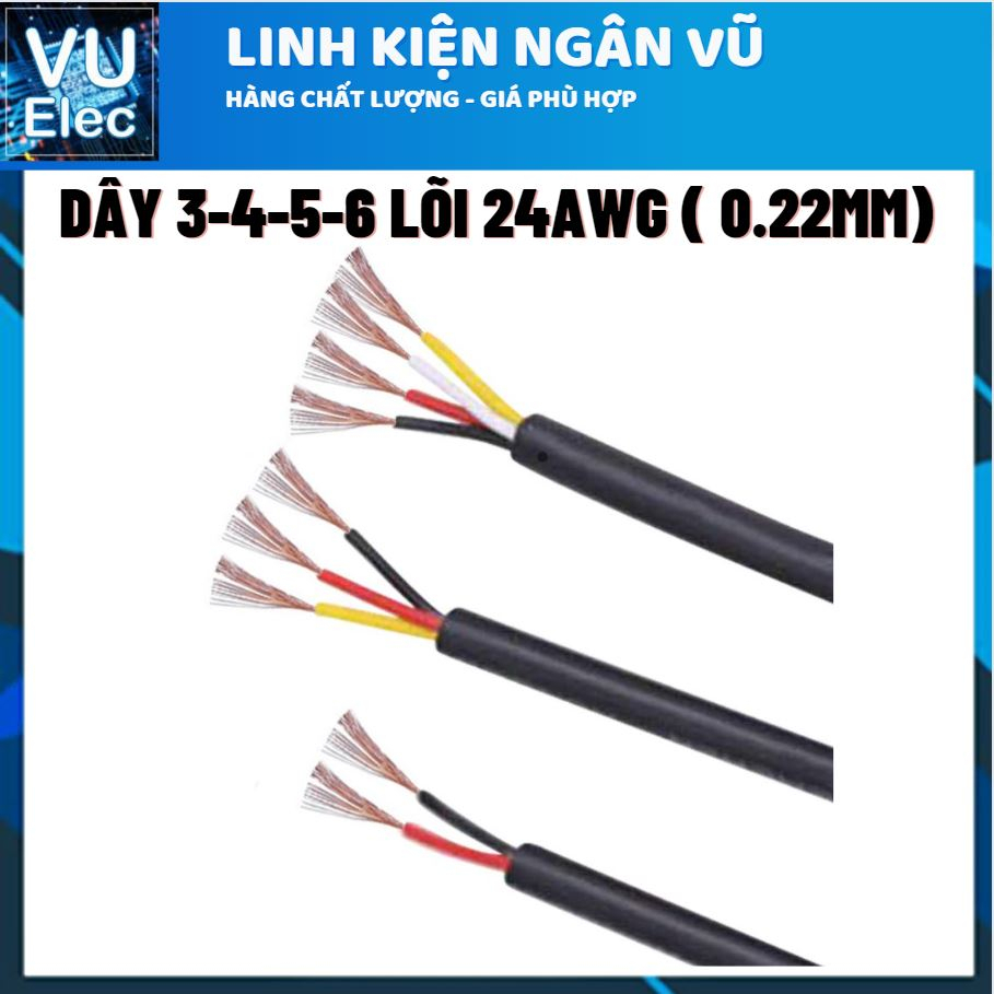 Dây điện nhiều lõi 24AWG đồng 100% làm dây nguồn tín hiệu - Dây 3-4-5-6 lõi 0.22MM | Shopee Việt Nam