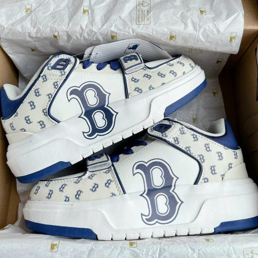 Giày MLB Liner Mid Denim Boston Red Sox MLB Chữ B màu kem xanh - Phiên ...