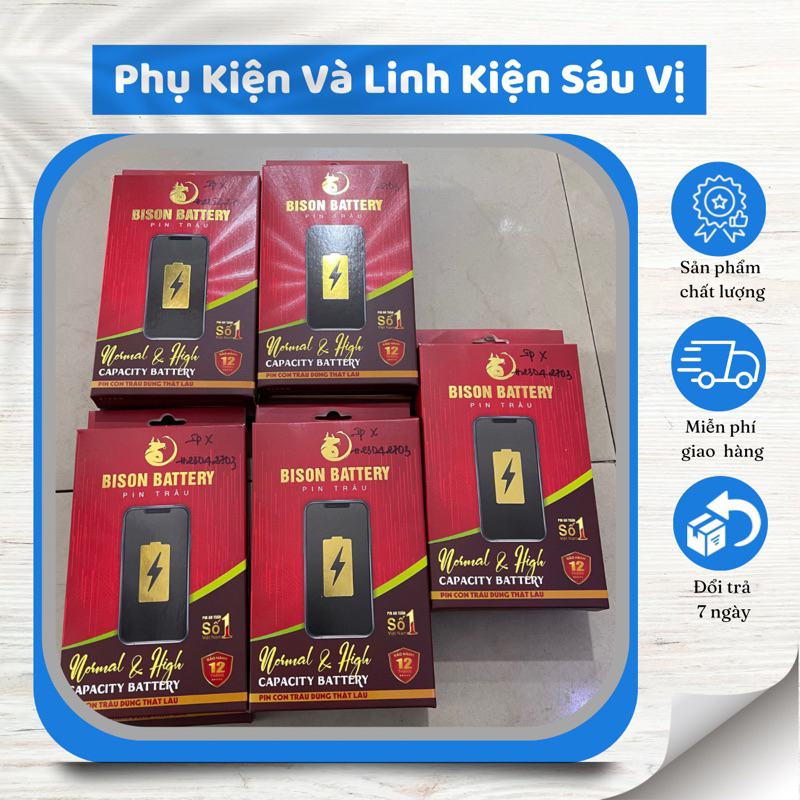 Pin Điện Thoại 5s/6G/6S/6SP/7G/7P/8/8P pin BISON con trâu Dung Lượng ...