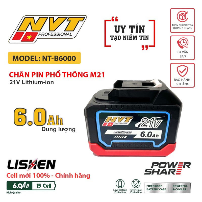 Pin NVT B6000 dung lượng cao 6Ah cell Lishen chính hãng | Shopee Việt Nam