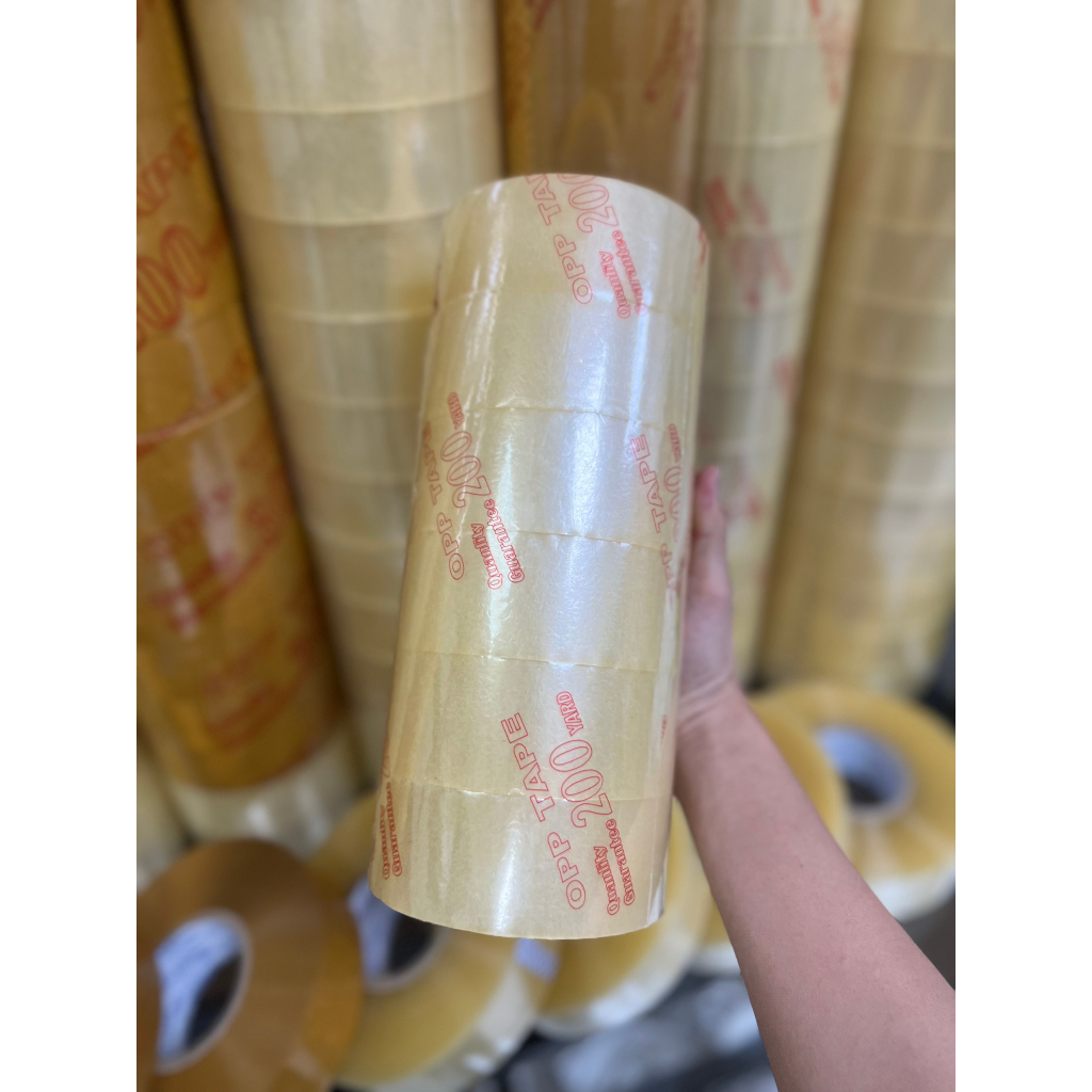 Băng keo 200yard -1,8kg trong hoặc đục (1 cây 6 cuộn) | Shopee Việt Nam