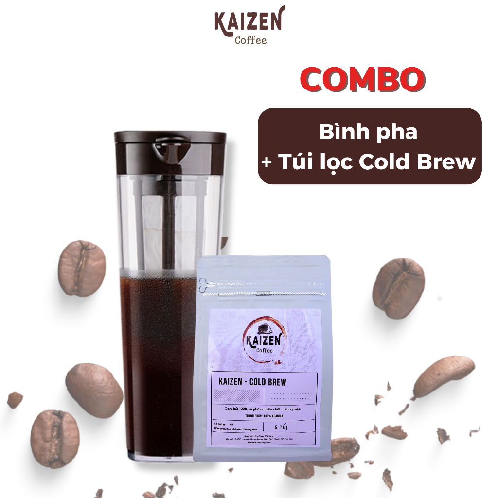 Combo Cà phê Túi lọc Cold Brew kèm Bình pha chuyên dùng pha cà phê ủ ...