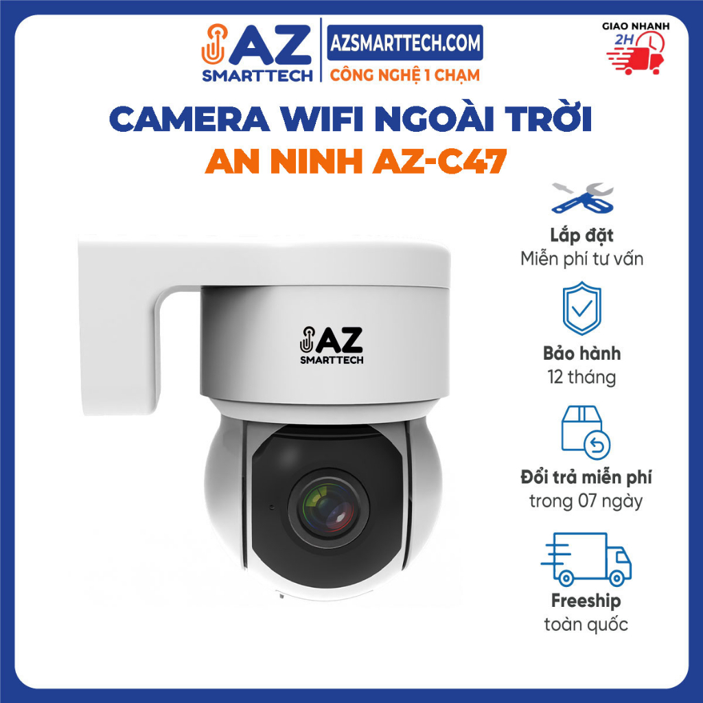 Camera Wifi Thông Minh Ngoài Trời AZ Smarttech Xoay 360 độ, Tích hợp còi hú, Đàm Thoại 2 Chiều ...