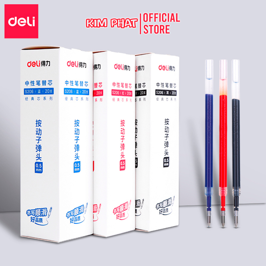 Sỉ hộp 20 ruột bút Gel Deli S206 Ngòi 0.5mm Dùng thay cho bút A575, A057B-01, S101 | Shopee Việt Nam