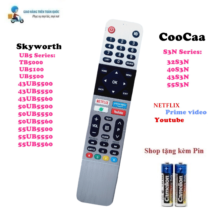 Remote Điều khiển tivi đa năng dòng Coocaa, Skyworth LCD/LED/Smart TV ...